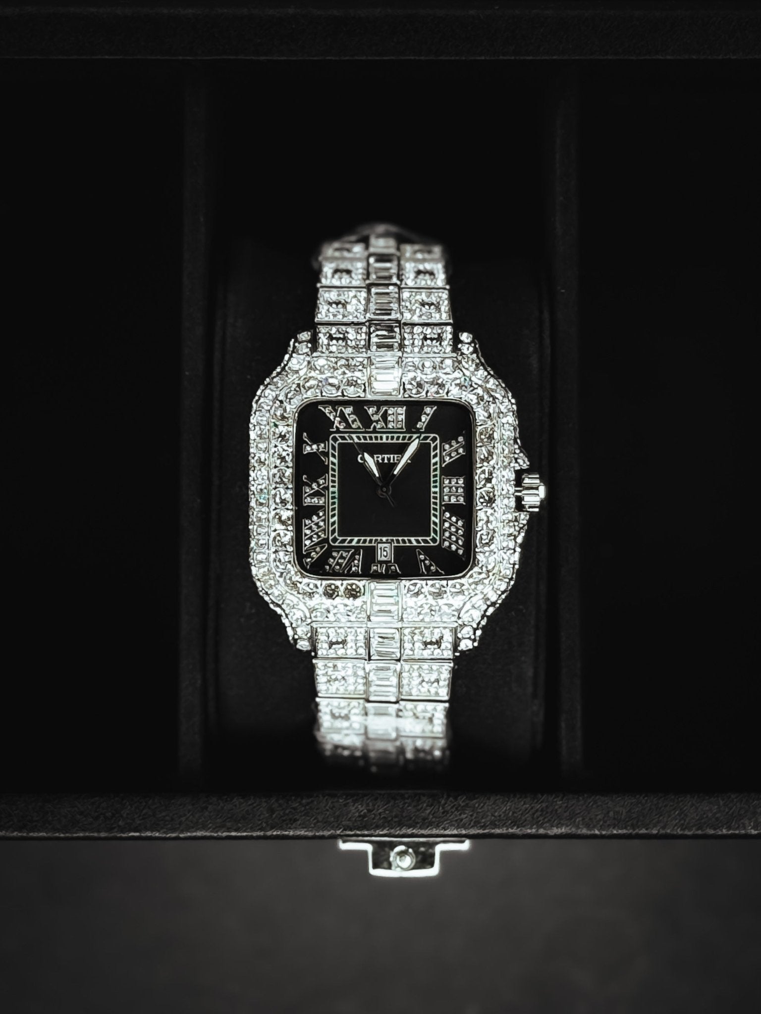 Iced Out Black Dial King Watch